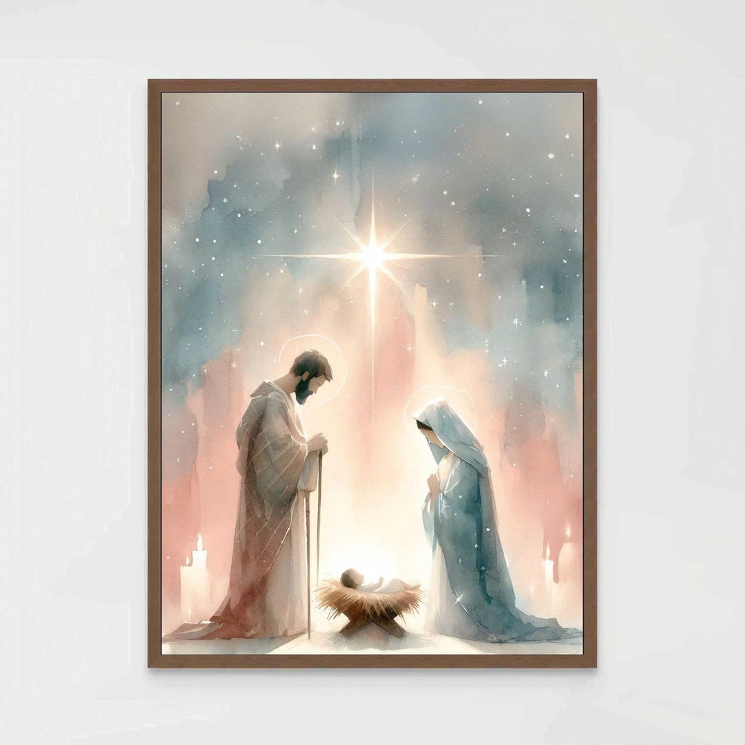 Nativity Art, Birth of Christ, Christian Wall Art, Joseph Mary and ...