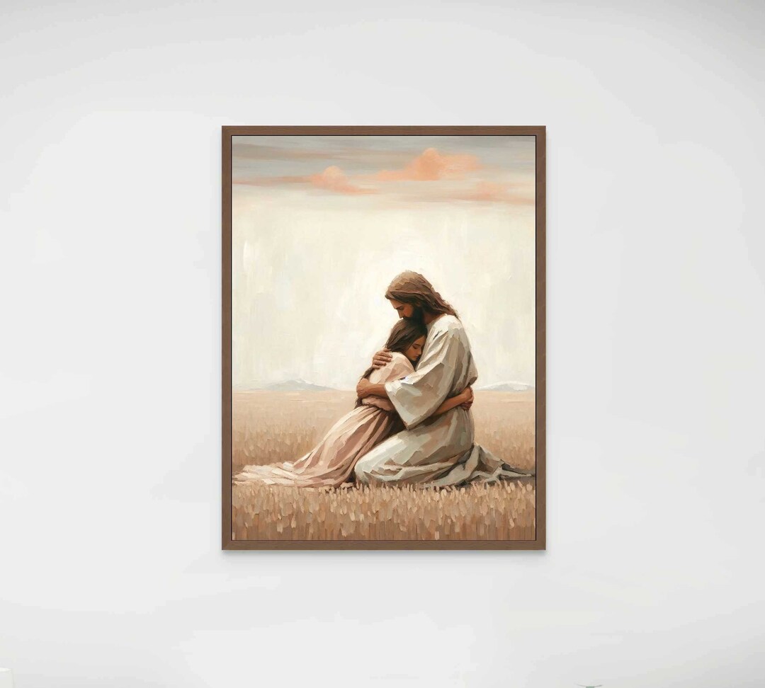 Safe With Jesus, Christian Art, Jesus Hugging Woman, Jesus Painting ...