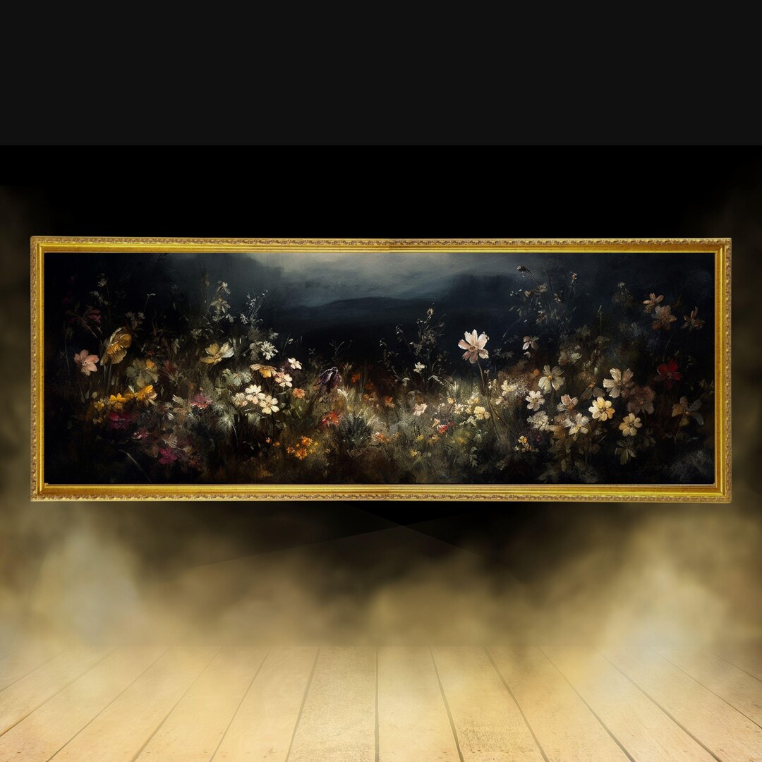 Large Moody Fieldflowers | Framed Print, Large Moody Wall Art, Moody ...