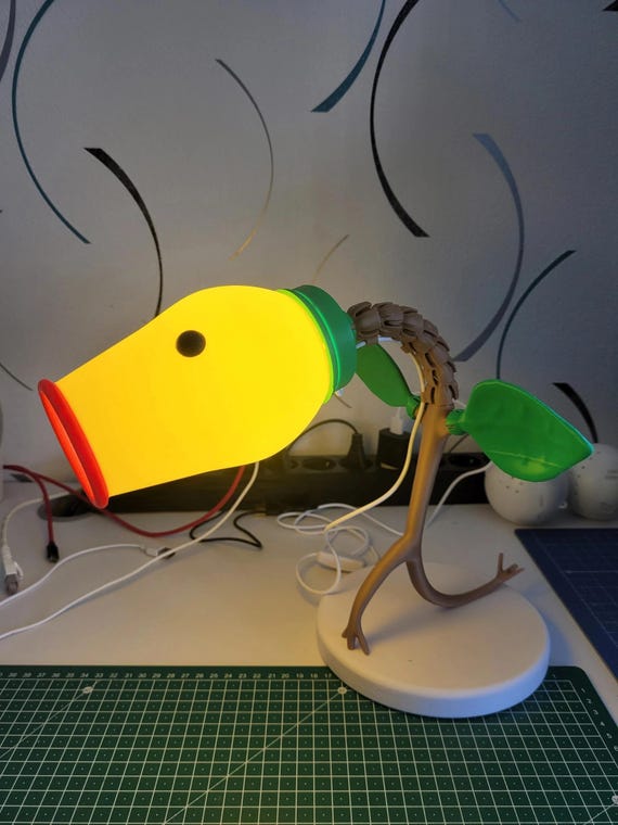 Articulated Plant LED Desk Lamp 3D Printed Statue Kit Figure Model Decor Bedroom Table Light Lighting Lantern Living Room Geek Etsy