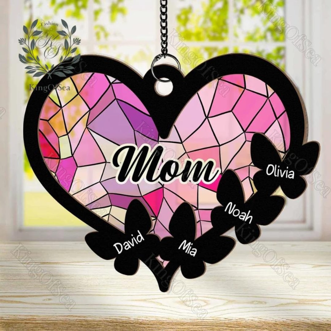 Personalized Family Suncatcher Ornament, Mom Suncatcher Ornament ...