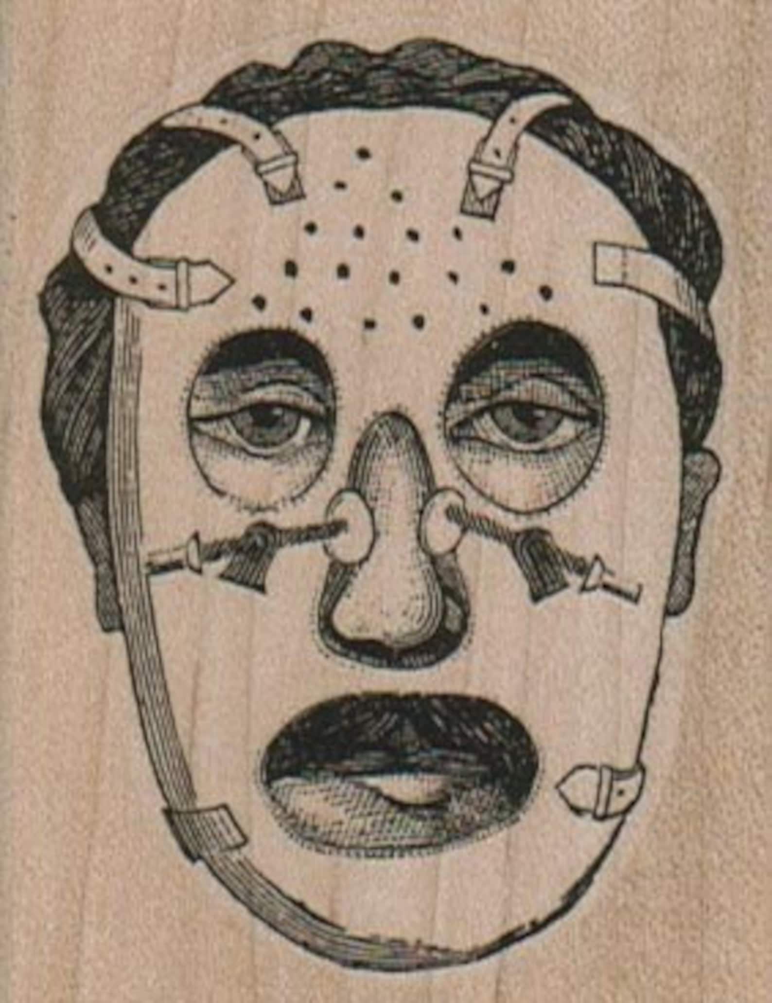 Christmas Rubber Stamp Woman Lady Face in Firl Wood Mounted Unmounted ...
