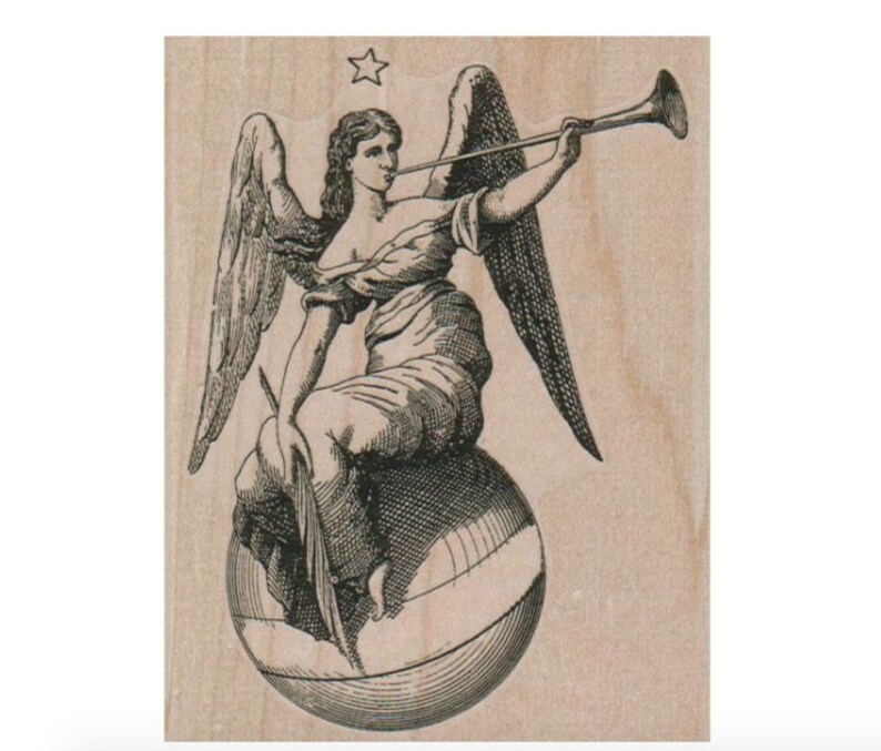 Rubber Stamp Angel Blowing Horn Wood Mounted Stempel Christian ...