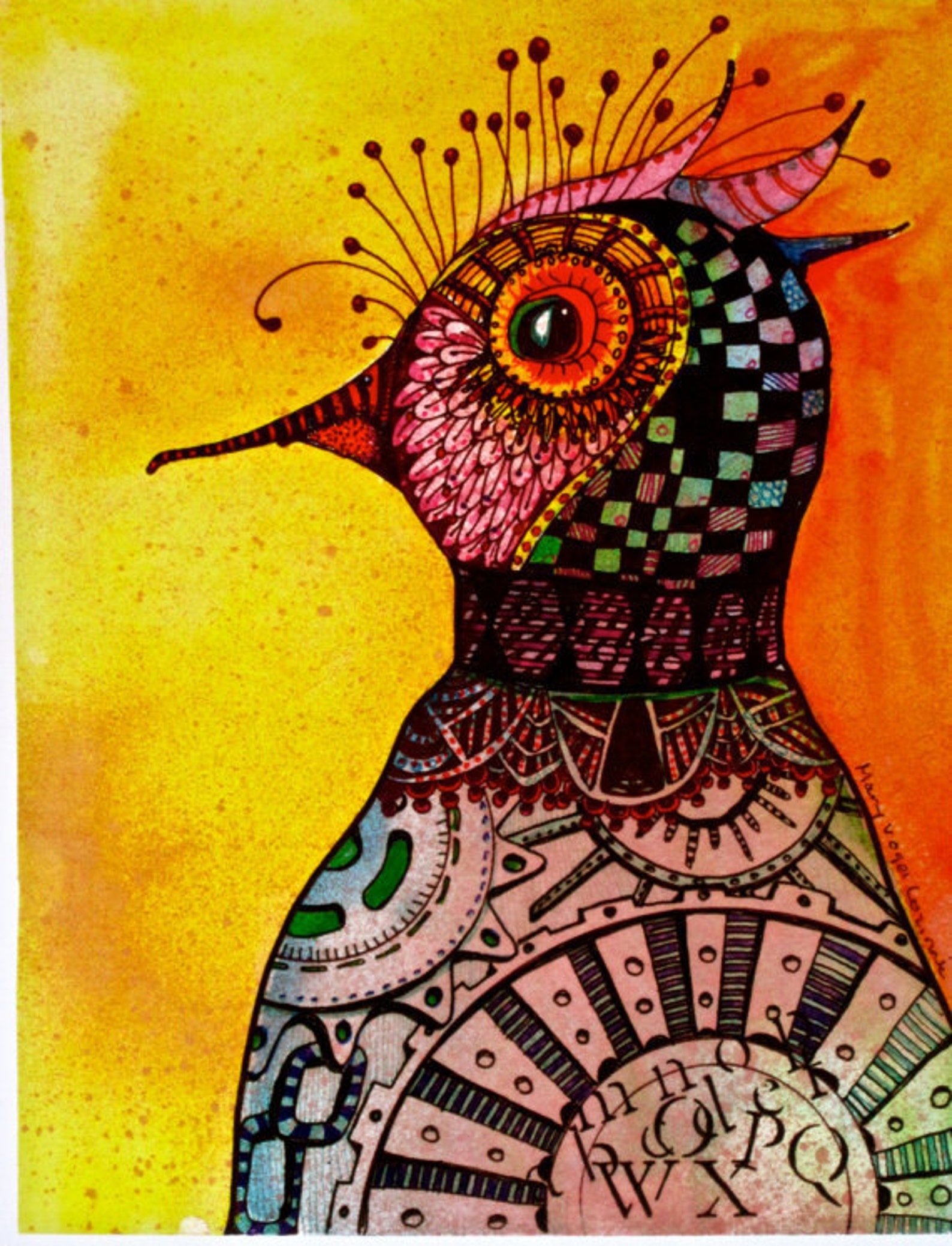 Wood Bird Stamp Steampunk Bird Stamp Whimsical Rubber Stamp by Mary ...