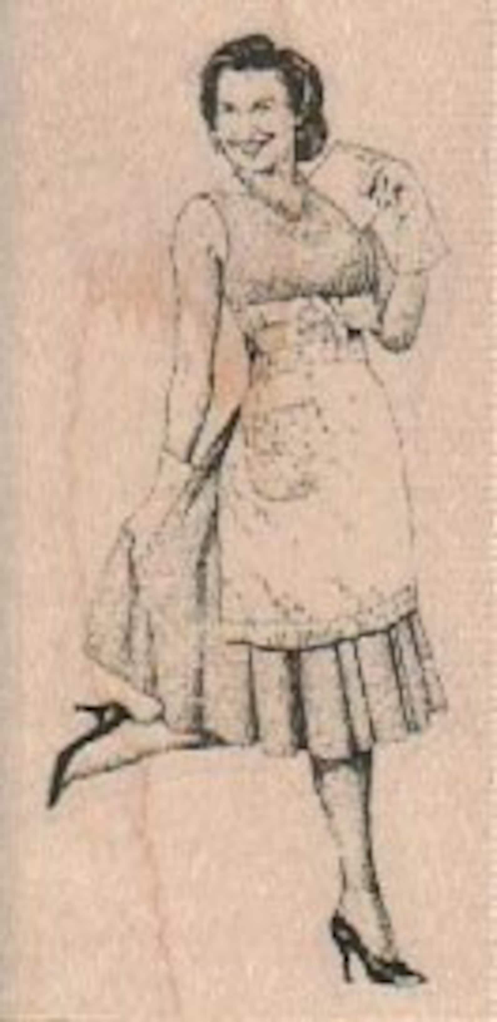 Rubber Stamp Woman in Swim Suit and Hat Retro Unmounted - Etsy