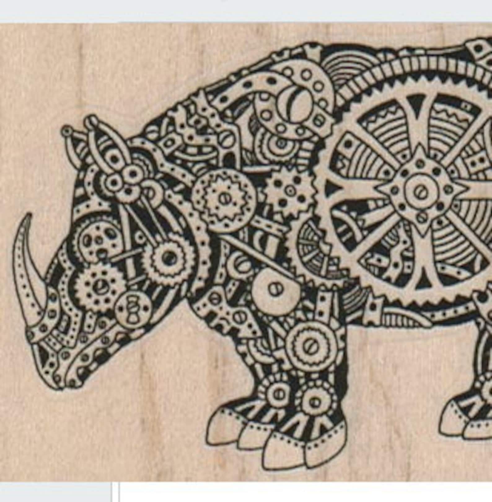 Unmounted Steampunk Rhino Rubber Stamp 3 1/4 X 2 Inches 15988 - Etsy