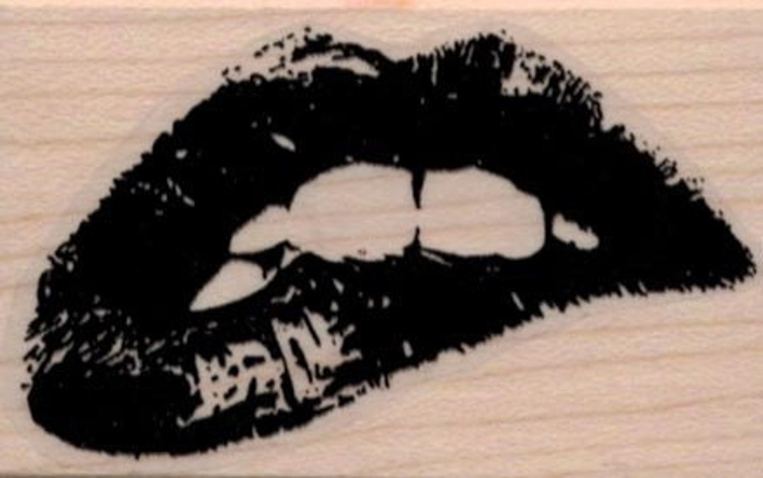 Lips Biting Rubber Stamps Place Cards Gifts Unmounted Cling Stamp or ...