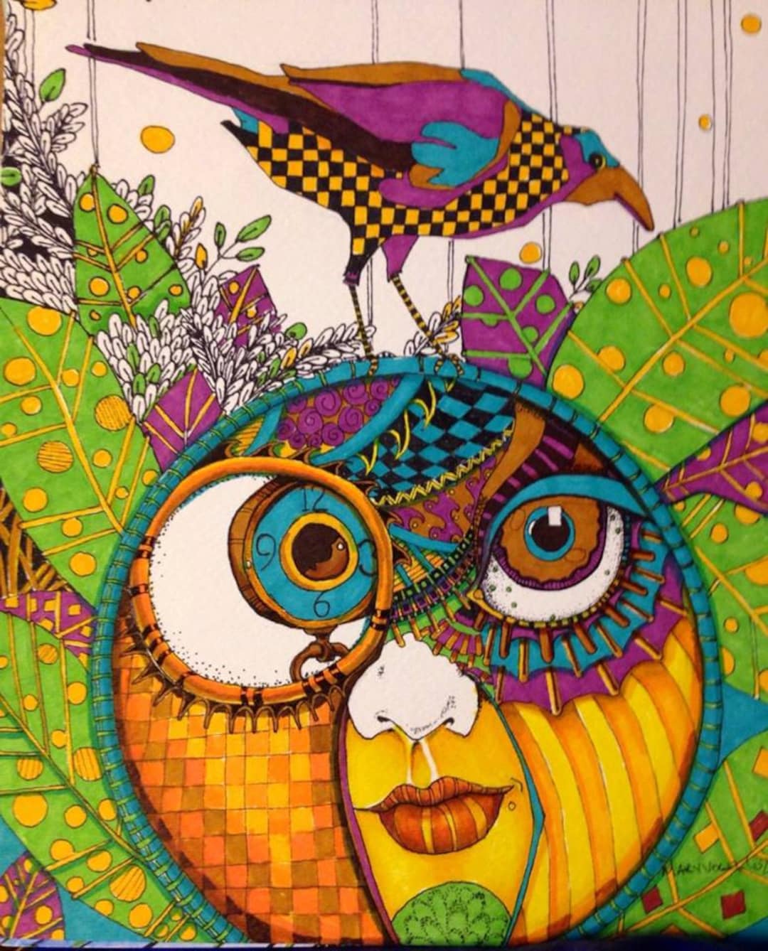 Original Art Zentangle Steampunk Sun Bird Illustration Marker - Etsy
