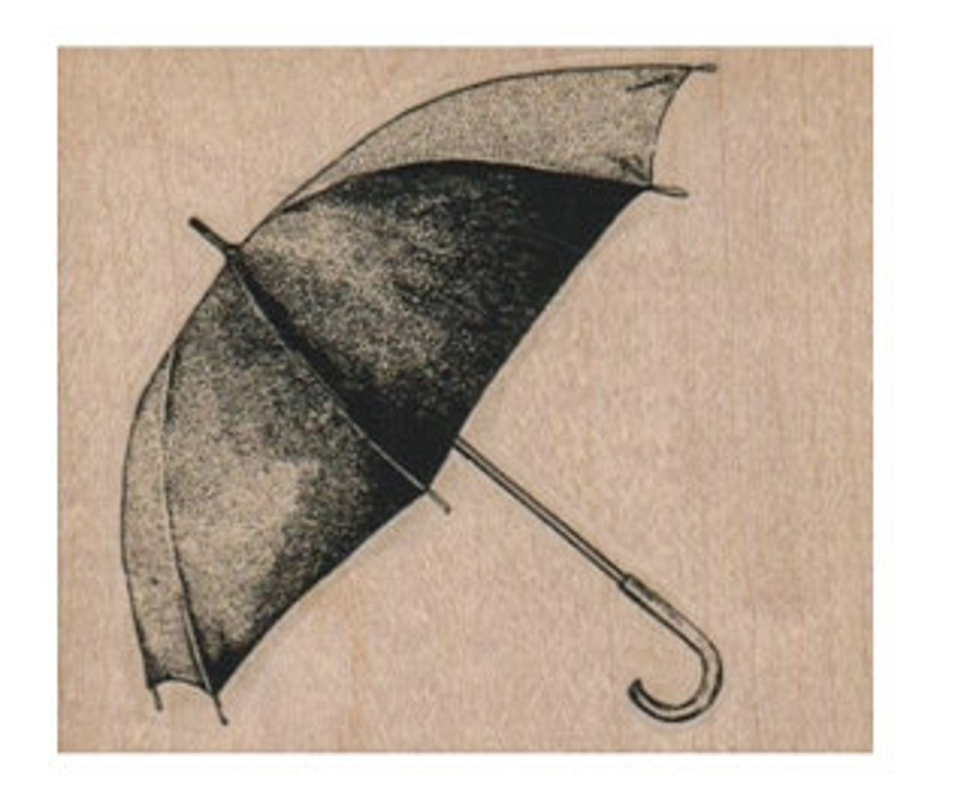 Rubber Stamp Umbrella Rain Weather Cling Stamp, Unmounted or Wood ...