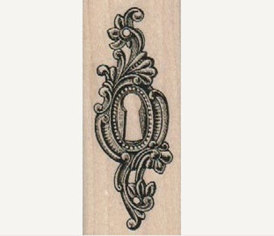 Steampunk Key Hole Victorian Keyhole Escutcheon Stamp Wood Mounted ...