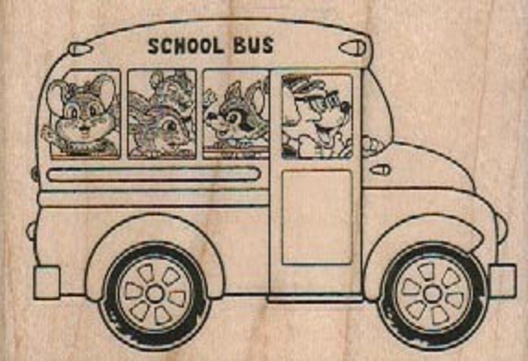 Wood Mounted Rubber Stamp School Bus Scrapbooking Supplies Number 10249 ...