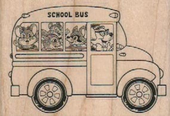 Wood Mounted Rubber Stamp School Bus Scrapbooking Supplies | Etsy