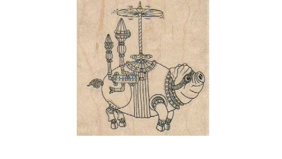 Rubber Stamp Steampunk Flying Pig Machine Steampunk Supplies | Etsy