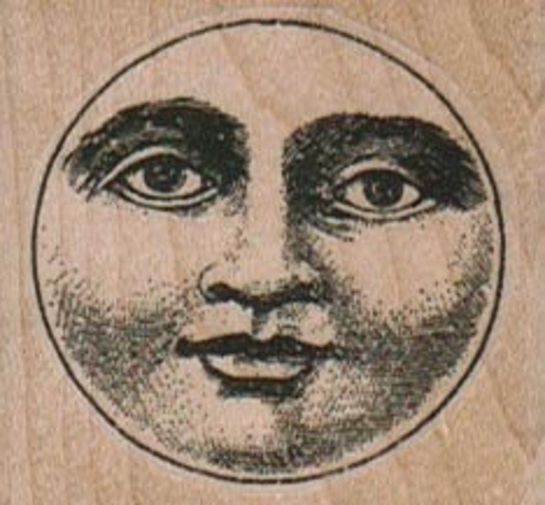 Rubber Stamp Man in the Moon Woman Face Mounting Options: - Etsy