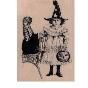 Halloween Rubber Stamp Victorian Witch Costume Girl Stamps Stamping ...