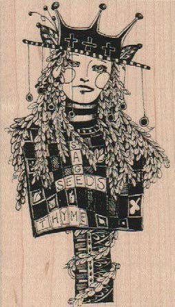 Girl Face Rubber Stamp Whimsical Leaf Lady Face Steampunk Zentangle Art ...