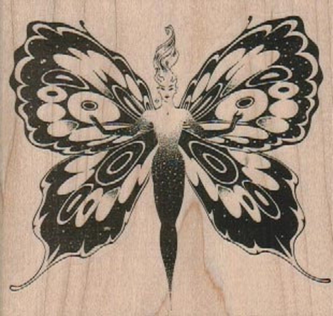 Rubber Stamp Butterfly Woman Scrapbooking Supplies Number 18198 Wood ...