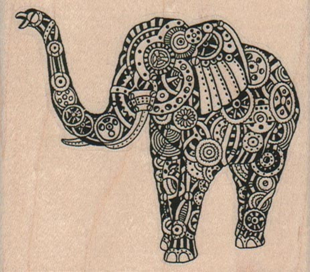 Steampunk Zentangle Elephant Rubber Stamps Place Cards Gifts Unmounted ...
