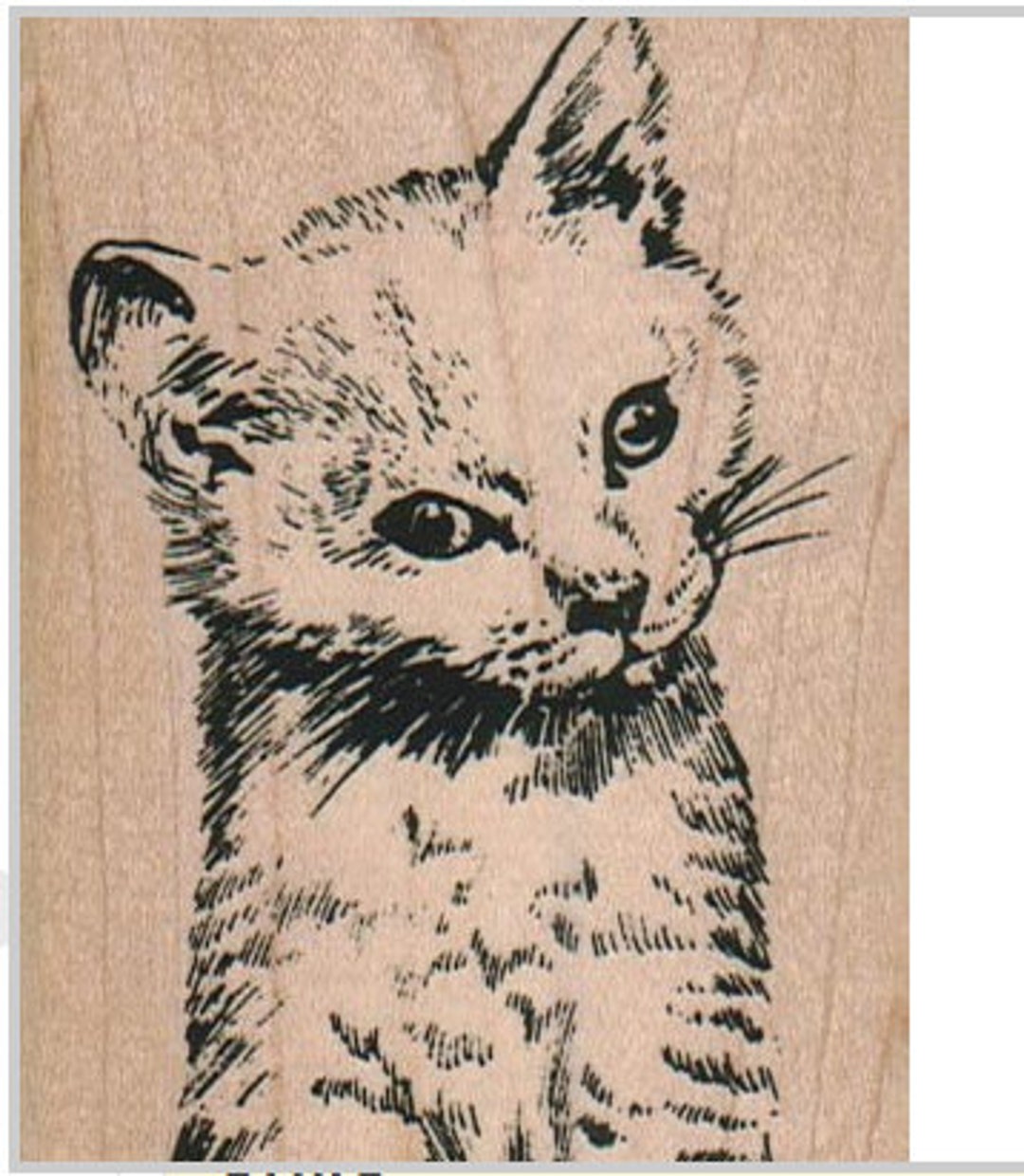 Cat Rubber Stamp, Kitten Sitting Stamping Black and White Art and Craft ...