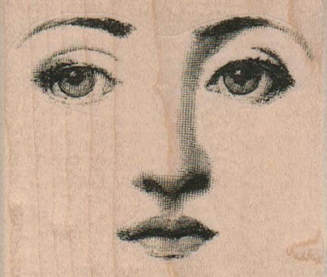 Woman Facial Features Face Stamp Wood Mounted Rubber Stamp Stamp Number ...