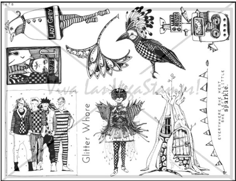 Art Rubber Stamp Plate Steampunk Flowers Birds Animals Robot Hobbit ...