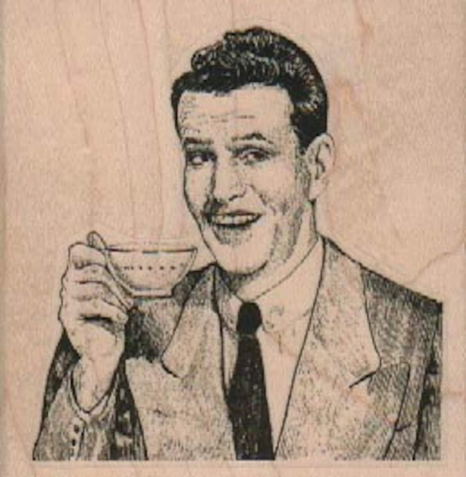 Rubber Stamp Man Donut Man With Donuts Retro Wood Mounted - Etsy