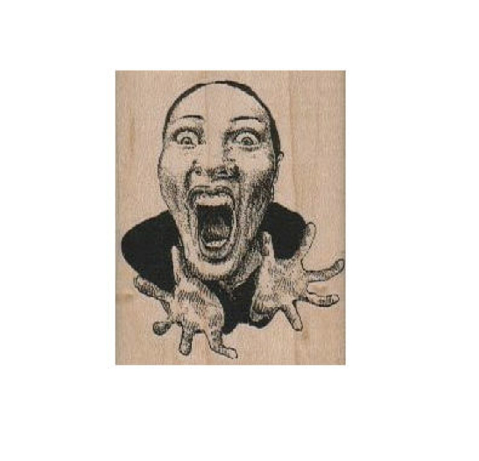 Rubber Stamp Lady Screaming Head Face Humor Wood Mounted Unmounted ...