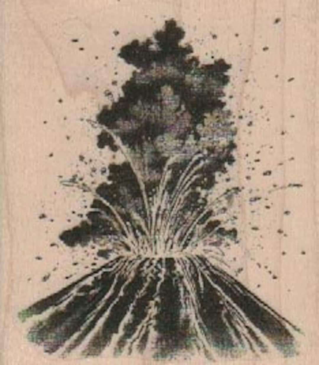 Volcano Erupting Rubber Stamp Hawaii Number 18151 - Etsy