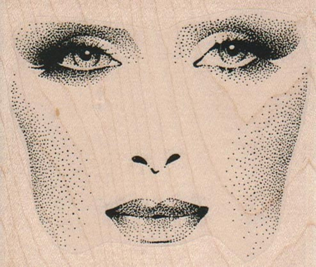 Rubber Stamp Woman Facial Features Face Rubber Stamp Number 5908 Wood ...