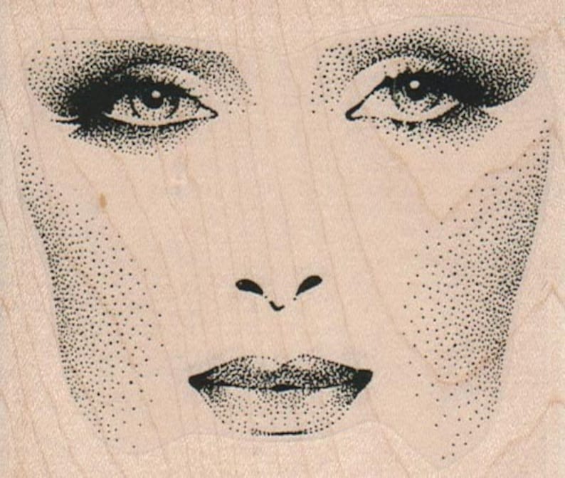Woman Facial Features Face Stamp Wood Mounted Rubber Stamp Stamp Number ...