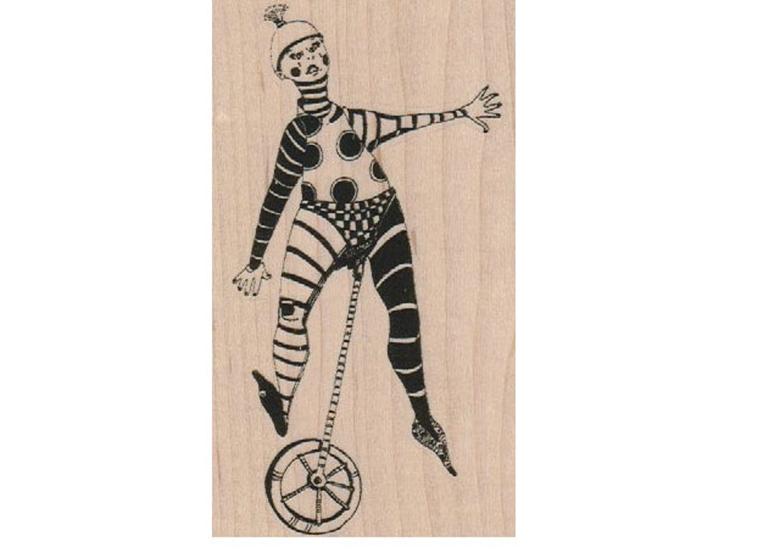 Circus Stamp Man on Unicycle Jester Woman Rubber Stamp - Etsy