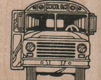 Wood Mounted Rubber Stamp School Bus Scrapbooking Supplies | Etsy