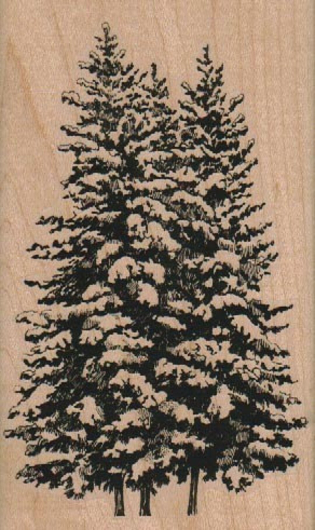 Christmas Rubber Stamp Tree Large Cling Stamp, Unmounted or Wood ...