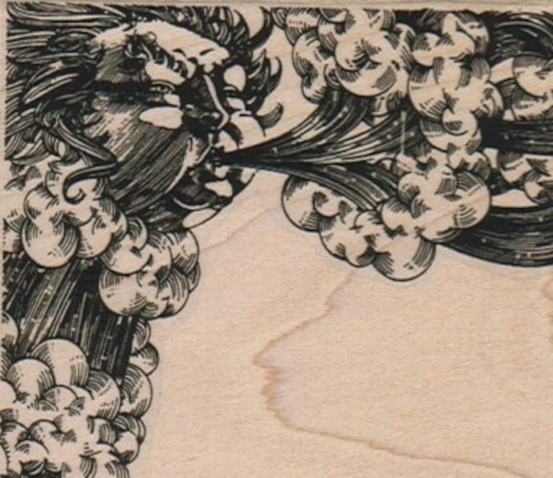 Blowing Wind Corner Rubber Stamp Clouds Face Cling Stamp, Unmounted or ...