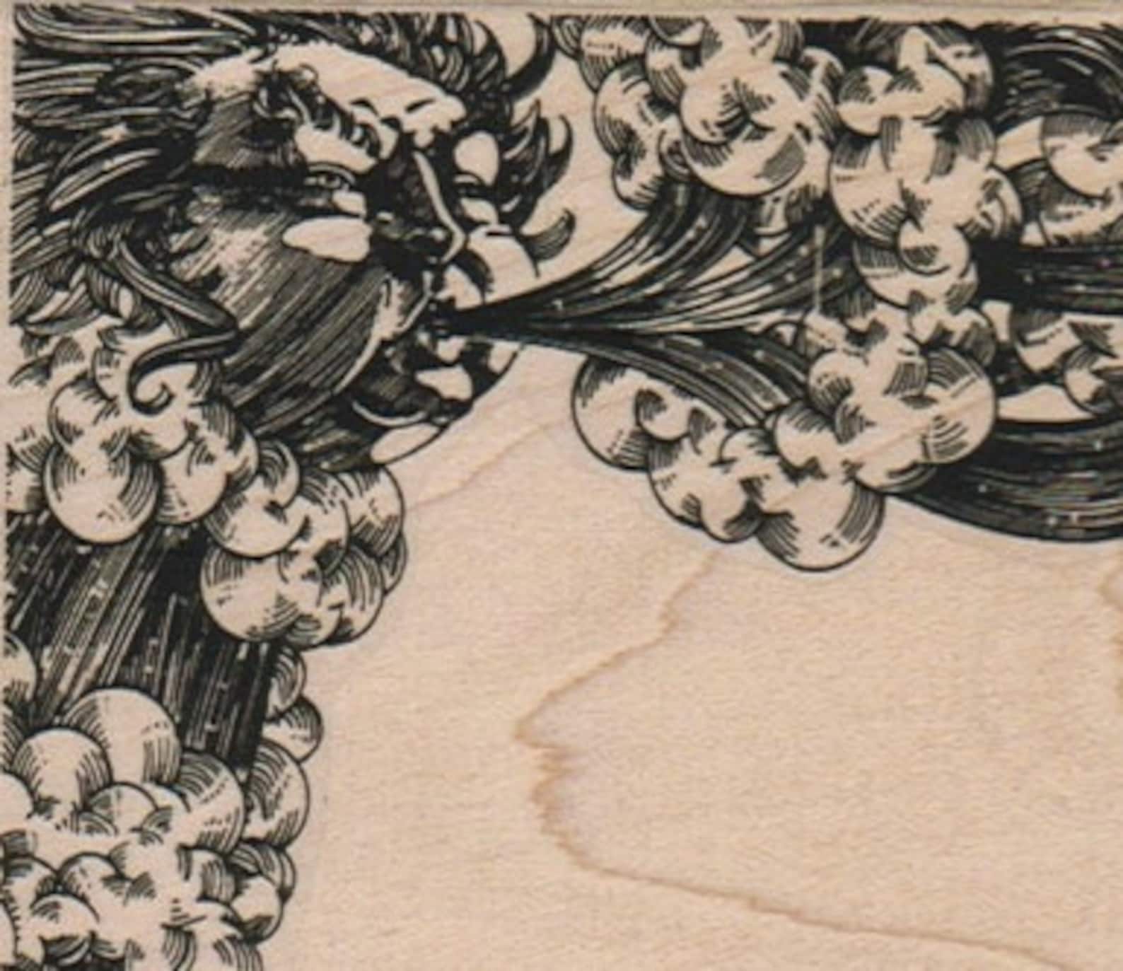 Blowing Wind Corner Rubber Stamp Clouds Face Cling Stamp, Unmounted or ...