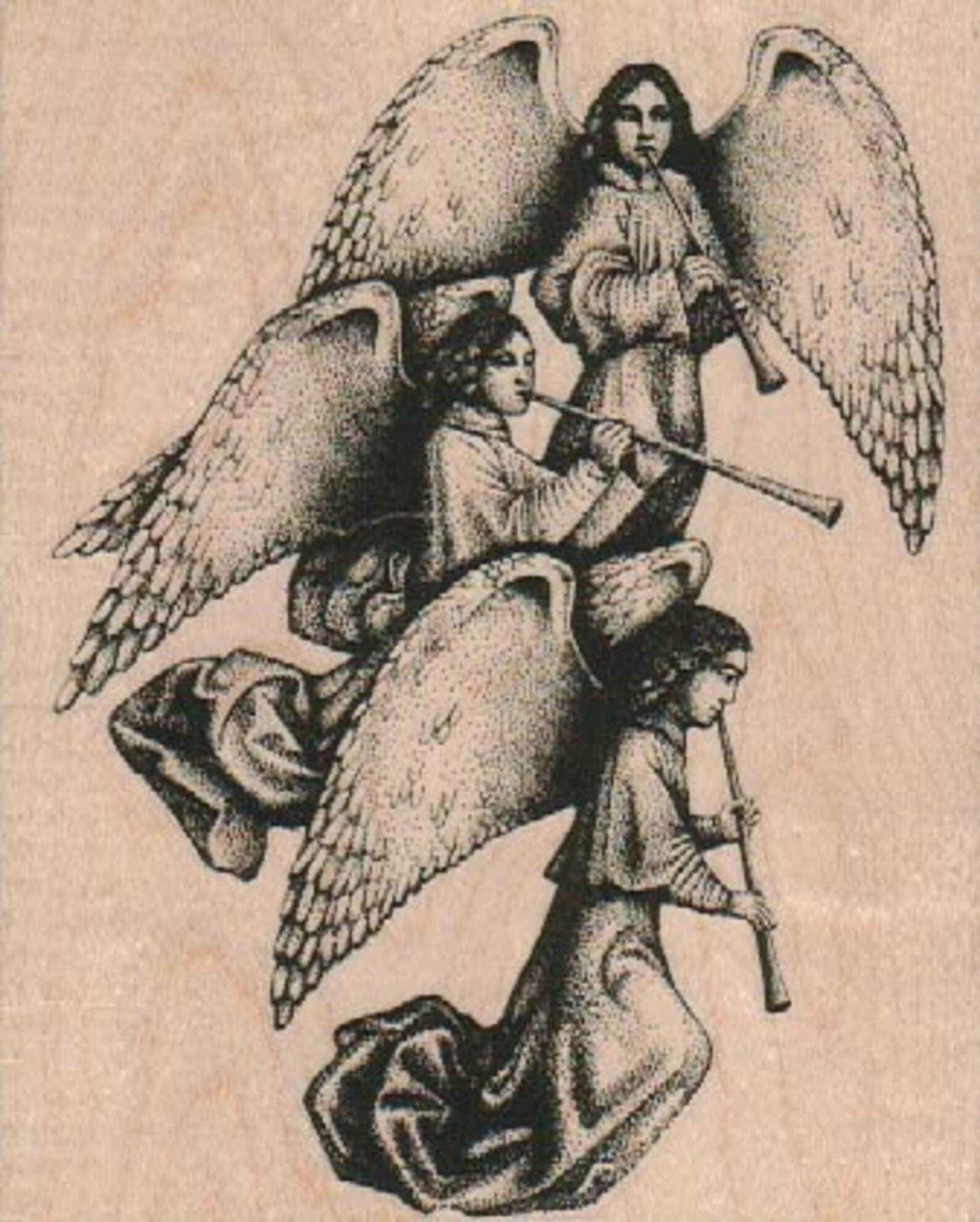 Rubber Stamp Christmas Angel Trio Wood Mounted Scrapbooking - Etsy
