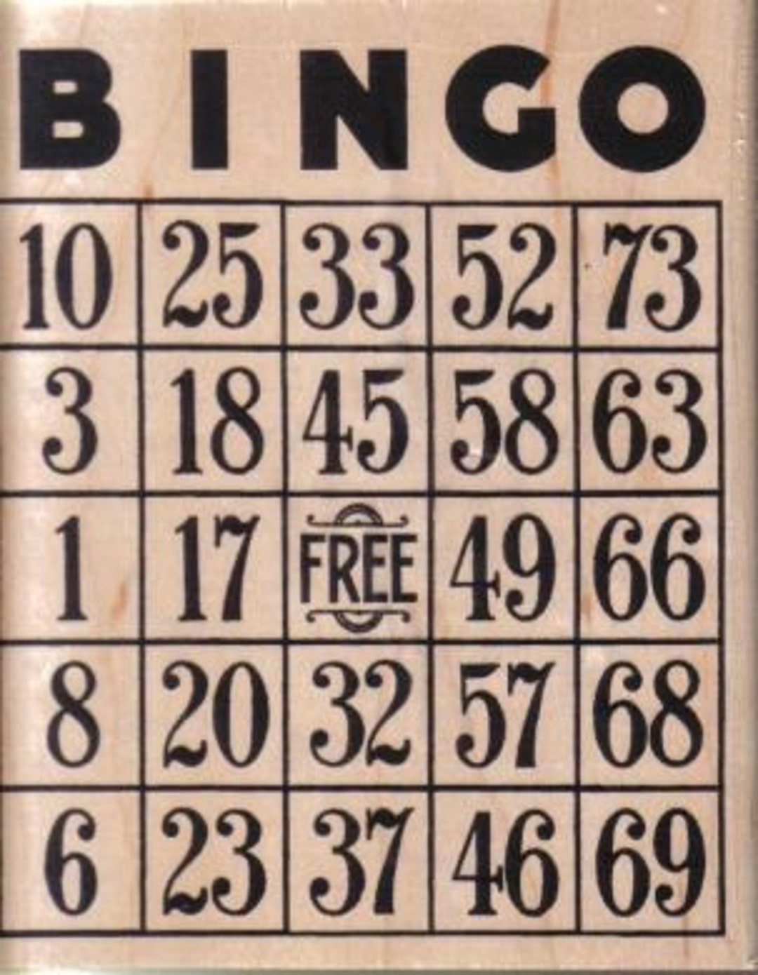 Large Bingo Card Rubber Stamps Cling Stamp, Unmounted or Wood Mounted ...
