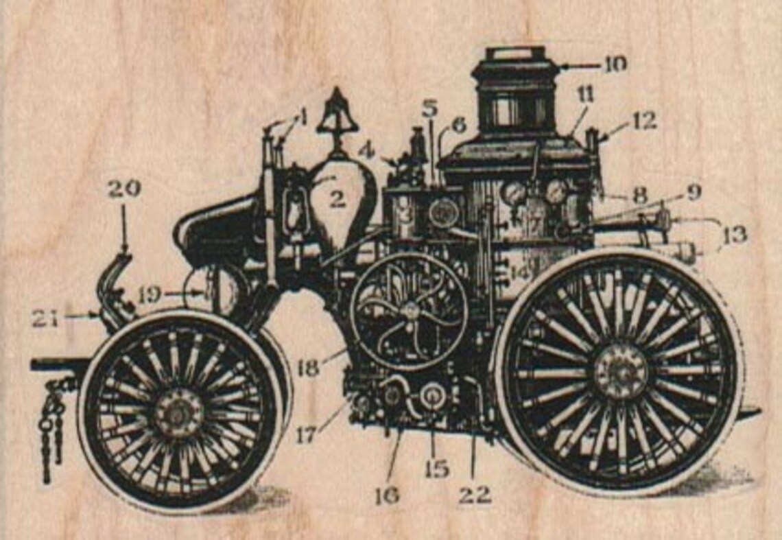 Wood Mounted Steampunk Steam Engine Train Rubber Stamp 3 X 2 Inches ...