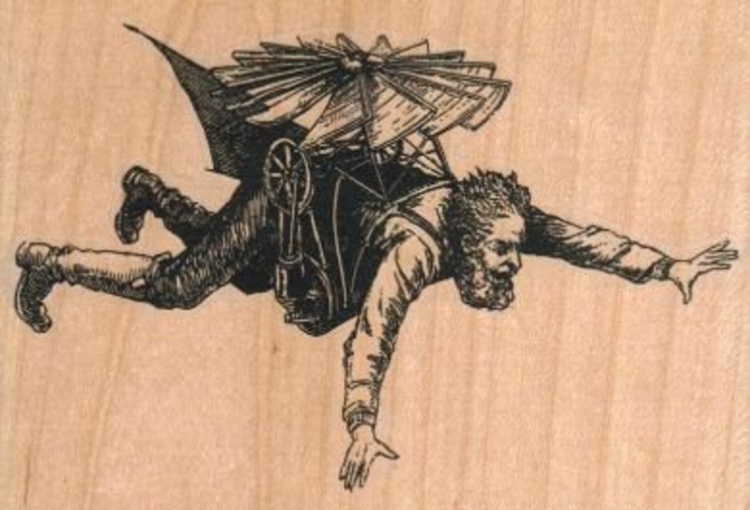 Rubber Stamp Stamps Steampunk Man Flying Machine 8675 Stamping ...