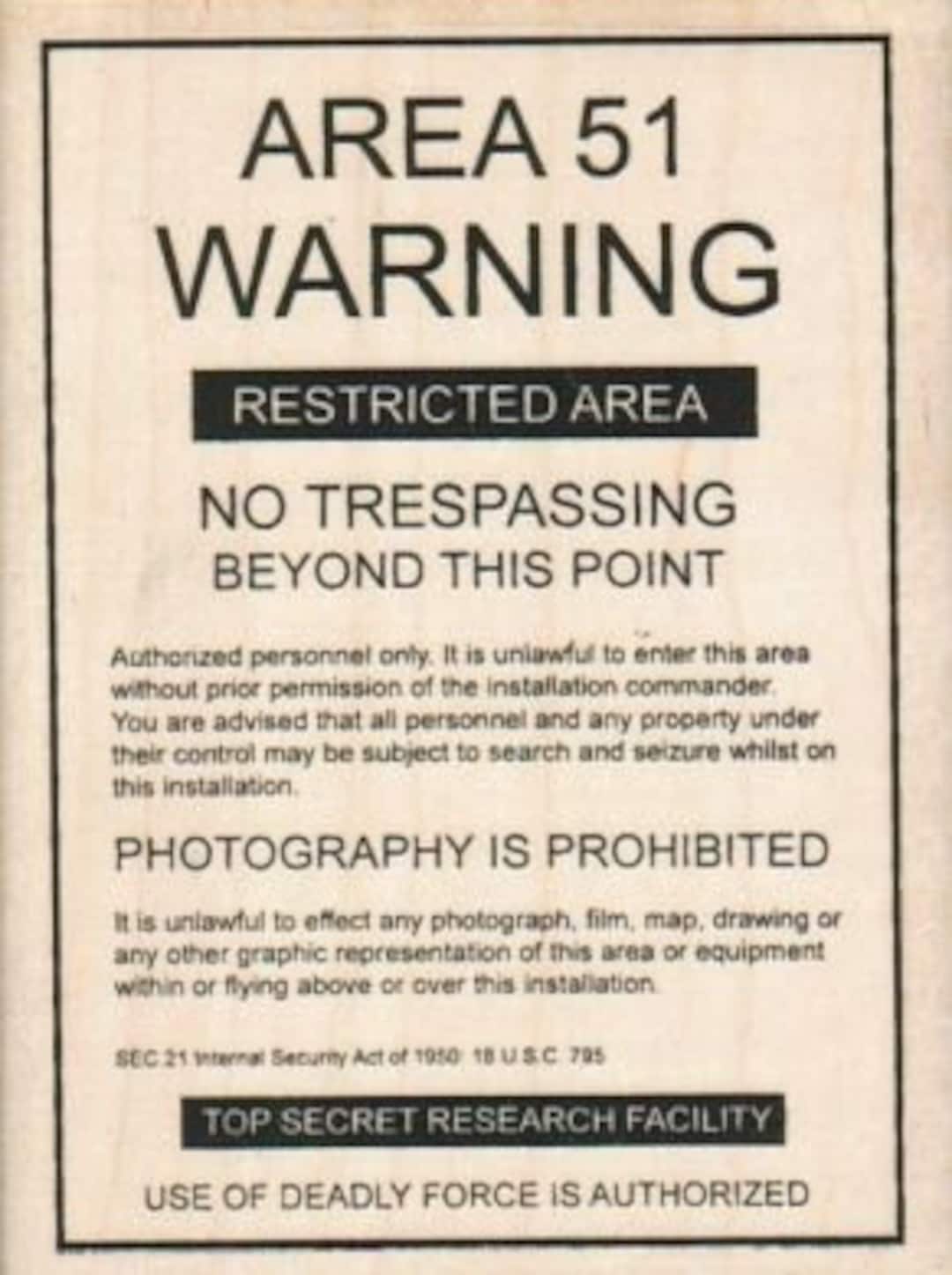 Alien Area 51 Warning Rubber Stamps Wood Mounted 5528 - Etsy