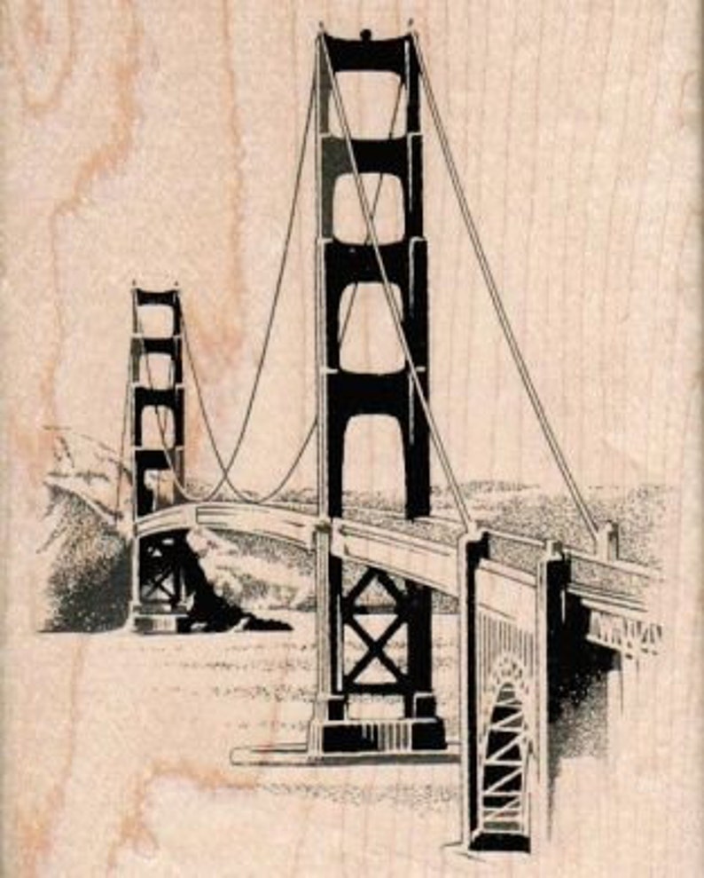 Rubber Stamp Golden Gate Bridge Wood Mounted Scrapbooking - Etsy