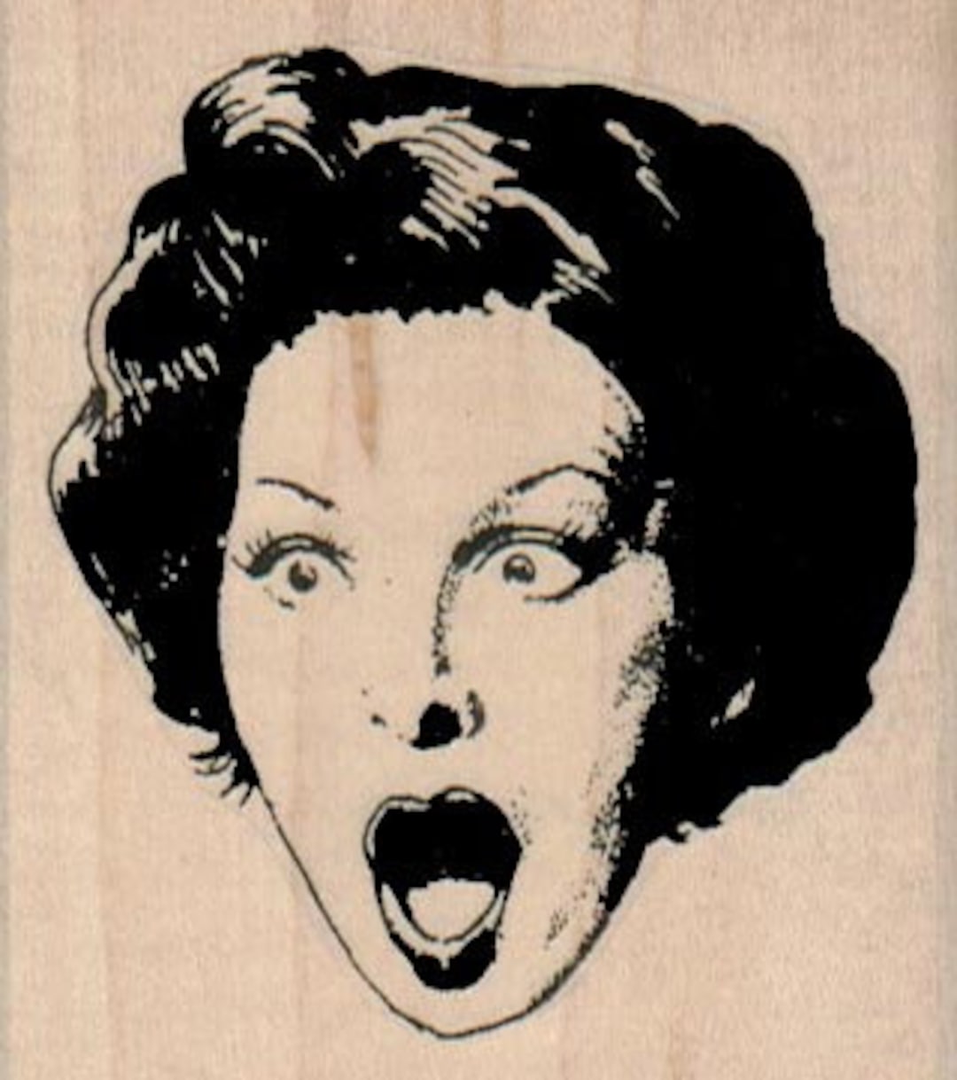 Surprised Woman Lady Rubber Stamps Number 4825scared Horror Halloween ...
