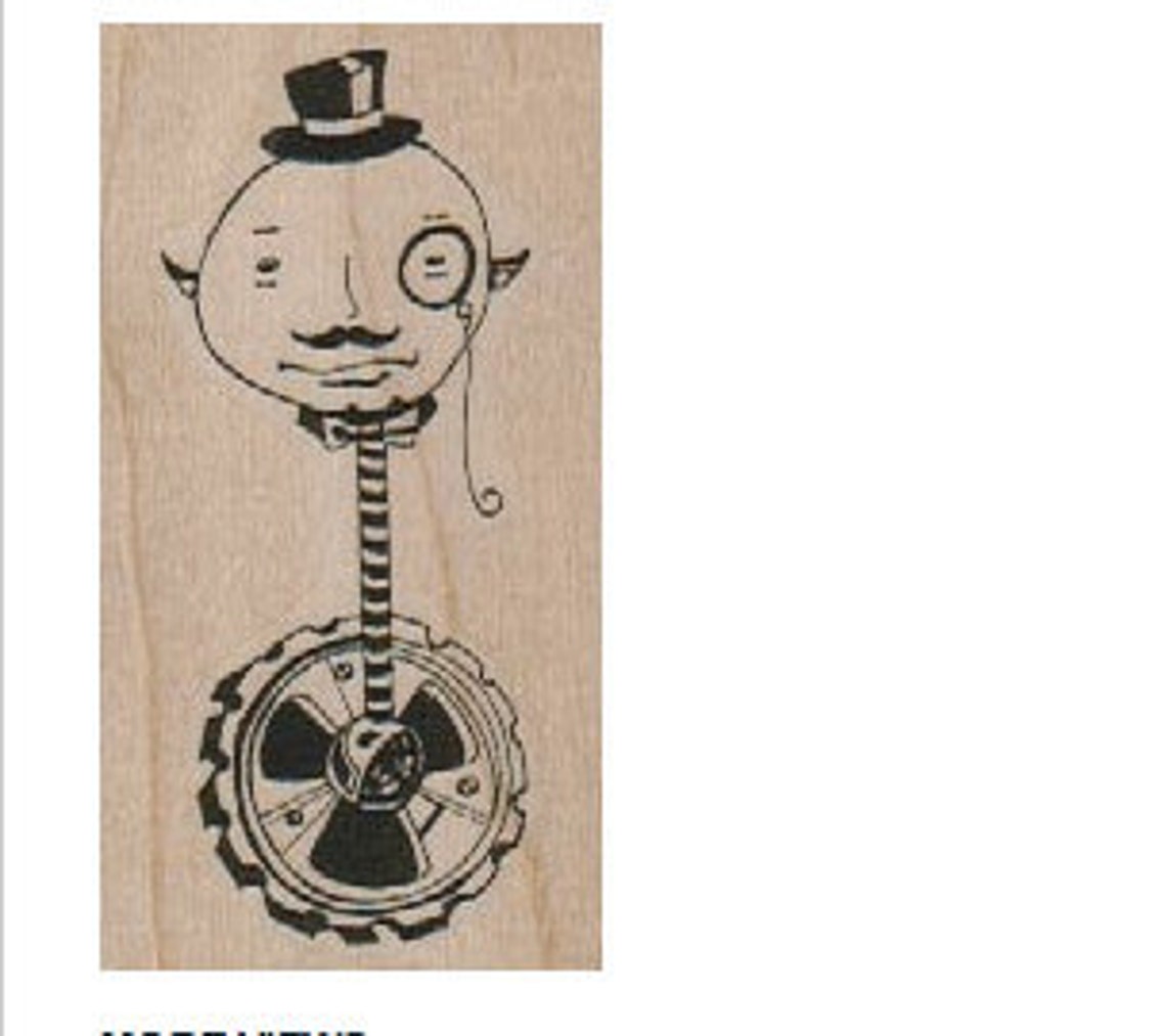 Steampunk Man Moon Face on a Gear Unicycle Unmounted Rubber - Etsy