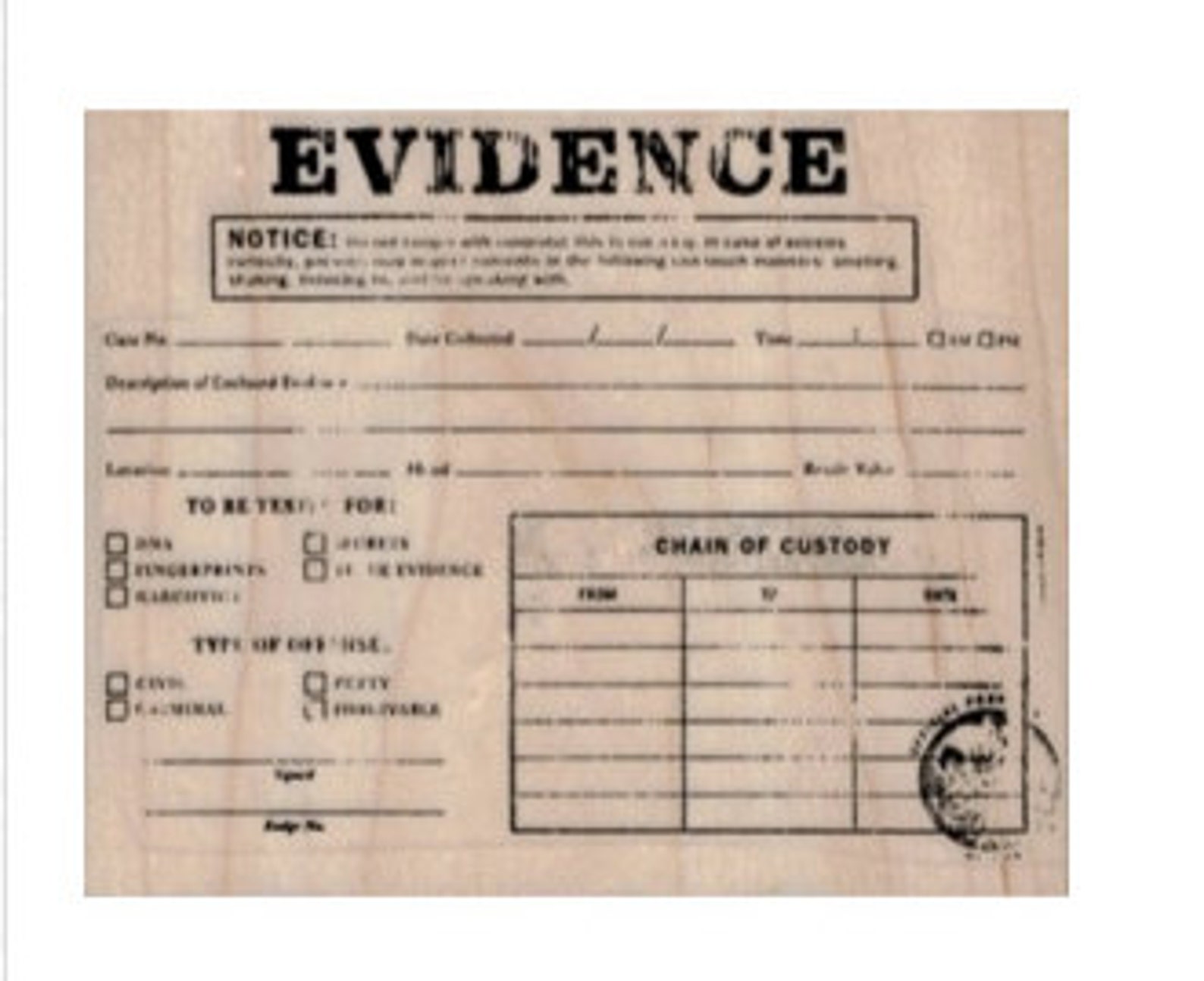 Large Halloween Stamps Evidence Label Rubber Stamps 19748 | Etsy