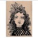 Girl Face Rubber Stamp Whimsical Leaf Lady Face Steampunk Zentangle Art ...