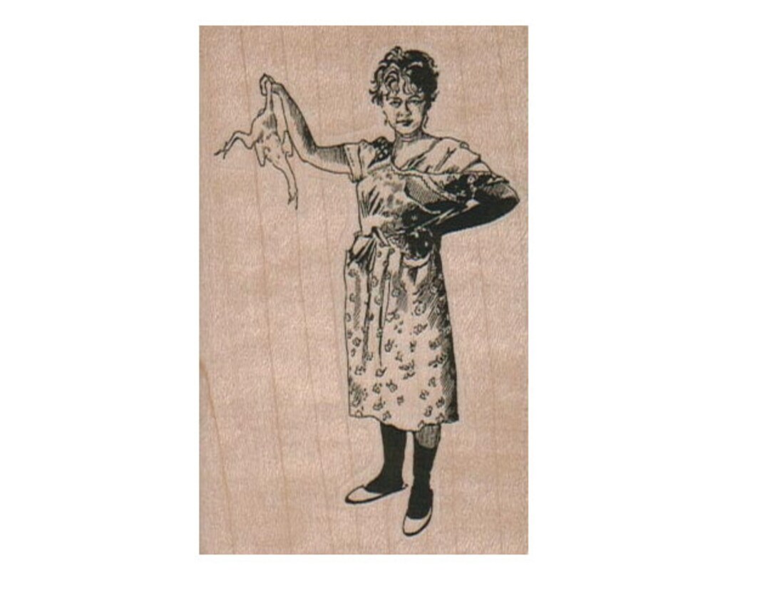 Woman Rubber Stamp Lady With Chicken/turkey Stamping Supplies Paper ...