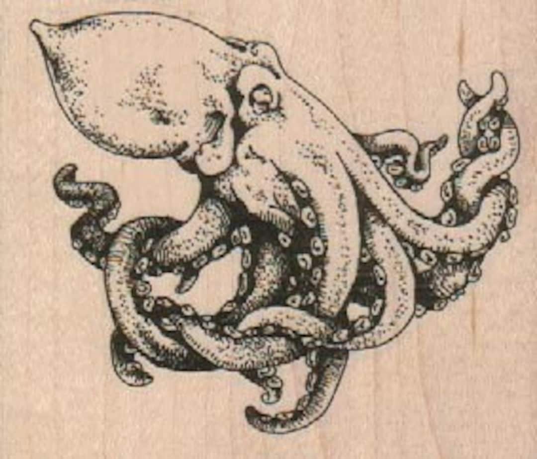 Octopus Squid Rubber Stamps Rubber Stamp Wood Octopus Octopus 19111 - Etsy