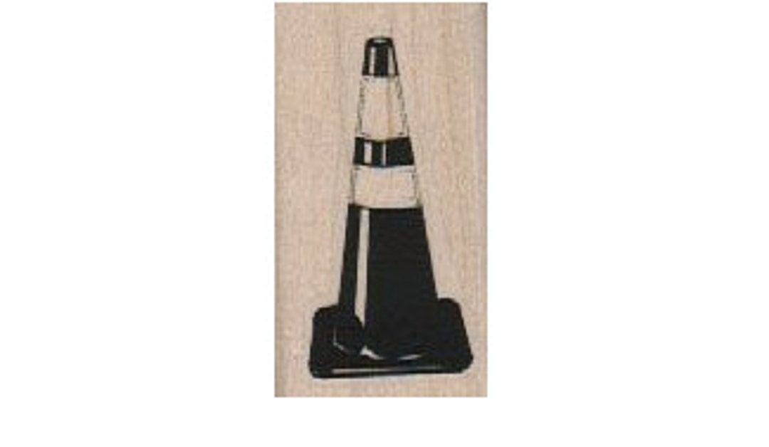 Traffic Cone Rubber Stamp Road Pylon Rubber Cone Wood Mounted ...