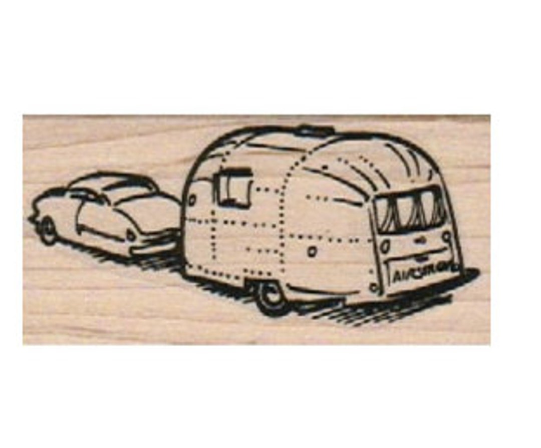 Rubber Stamp Car Pulling Airstream Trailer Camper Caravan Scrapbooking ...