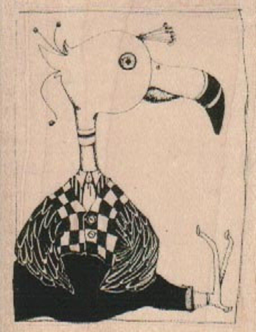 Steampunk Flamingo Bird Sitting Stamp Whimsical Rubber Stamp by Mary ...